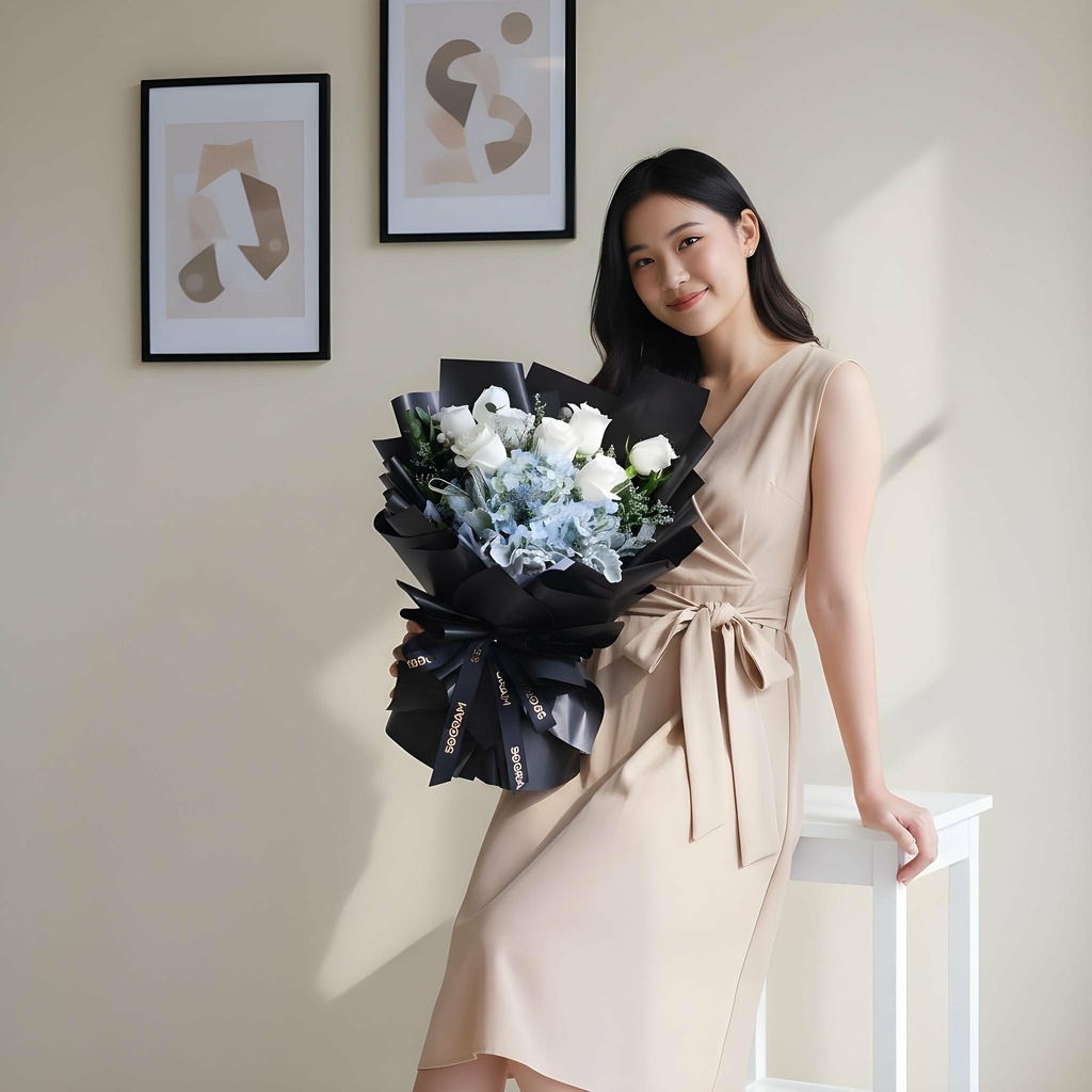 Aozora Blue Hydrangea Hand Bouquet | 50gram