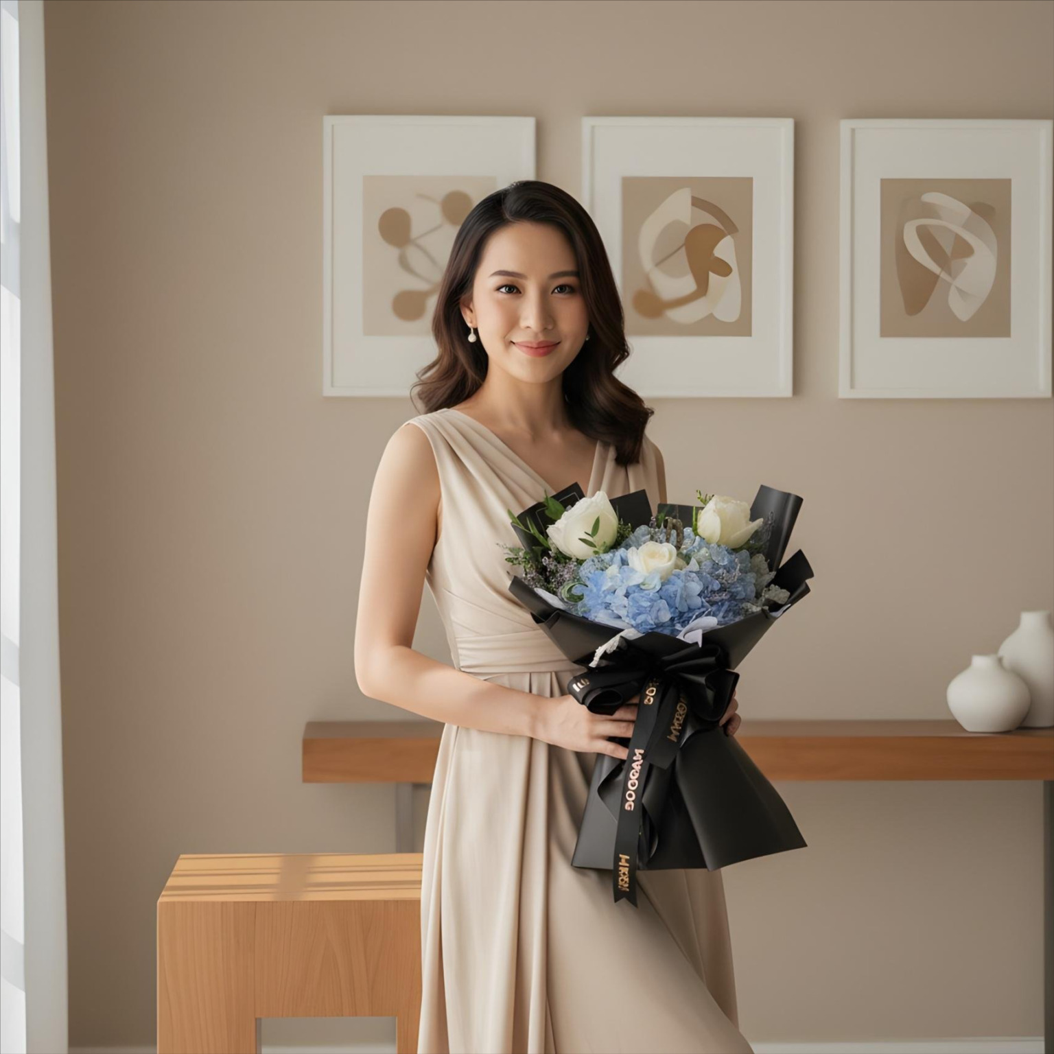 Aozora Blue Hydrangea Hand Bouquet | 50gram