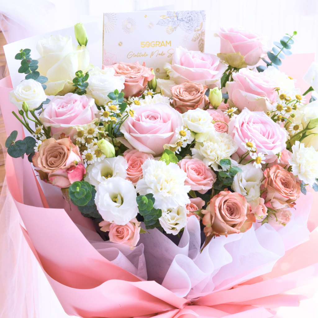Love Bonds Pink Roses Hand Bouquet | Free Delivery KL & PJ