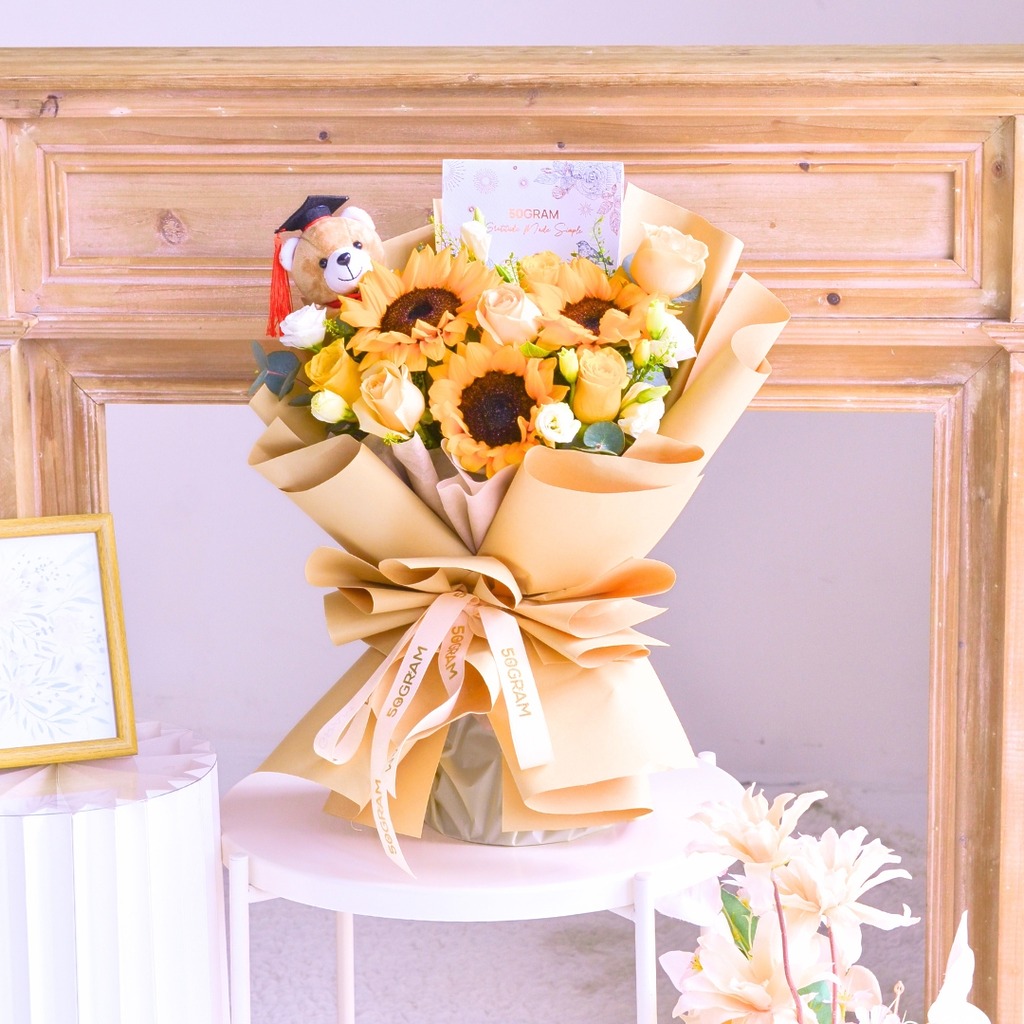 Future Bright Sunflower Hand Bouquet - 50Gram